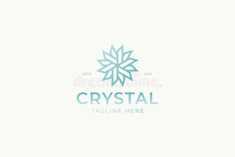 Crystal Abstract Sign Logo Icon Simply Concept Ice Blue Color Luxury ...
