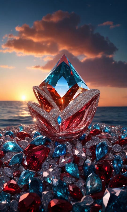 Crystal on Abstract Background, Colored Diamond on Colored Background ...