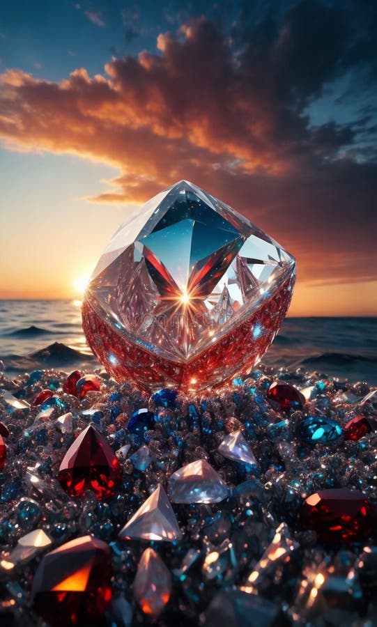 Crystal on Abstract Background, Colored Diamond on Colored Background ...