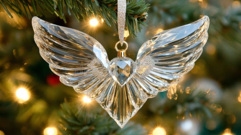 Crystal Angel Ornament Hanging on a Christmas Tree Stock Illustration ...