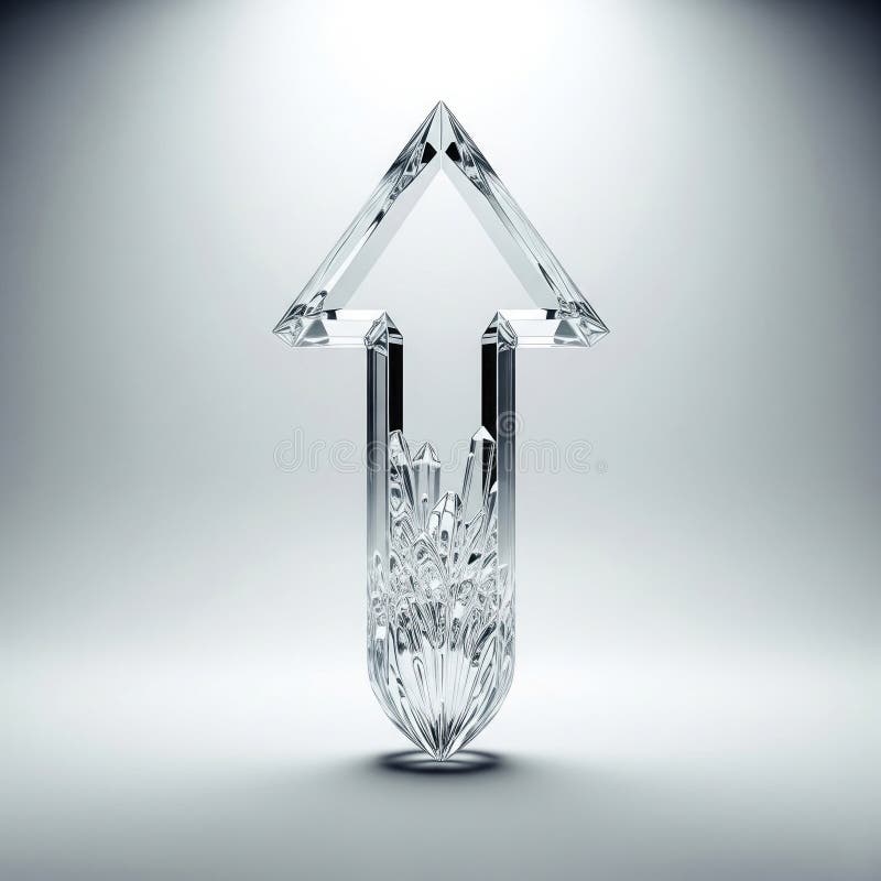 Crystal Arrow Pointing Upwards on a Clear Background. Stock Image ...