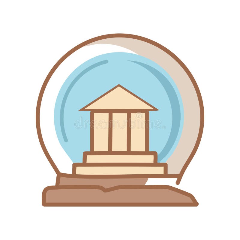 Crystal Ball with Bank Building Icon. Vector Illustration in Flat Style ...