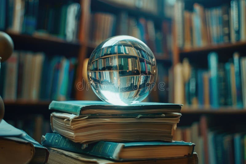 Crystal Ball on Book Stack stock photo. Image of fortune - 371933742
