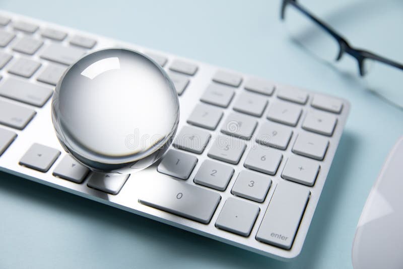 Crystal Ball on Computer Keyboard Stock Photo - Image of digital ...
