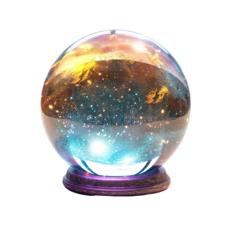 Crystal Ball with a Cosmic Galaxy Interior Stock Image - Illustration ...