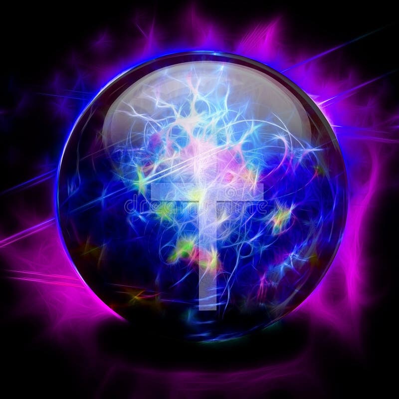 Crystal Ball with Cross stock illustration. Illustration of imagination ...