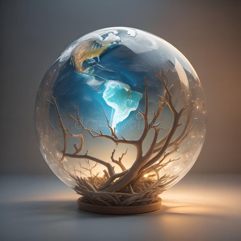 Crystal Ball with Dead Tree Inside, Generative Ai Stock Illustration ...
