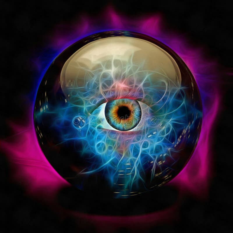 Crystal ball with eye stock illustration. Illustration of cosmic ...