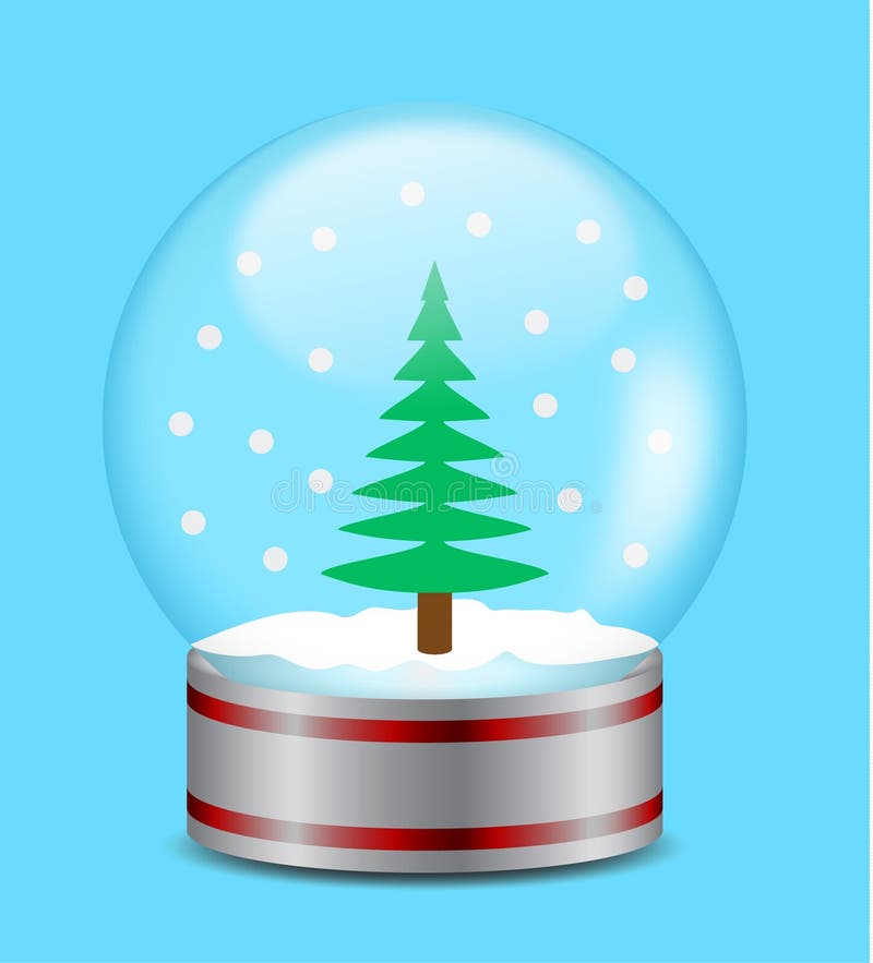 Crystal Ball with Falling Snow Stock Illustration - Illustration of ...