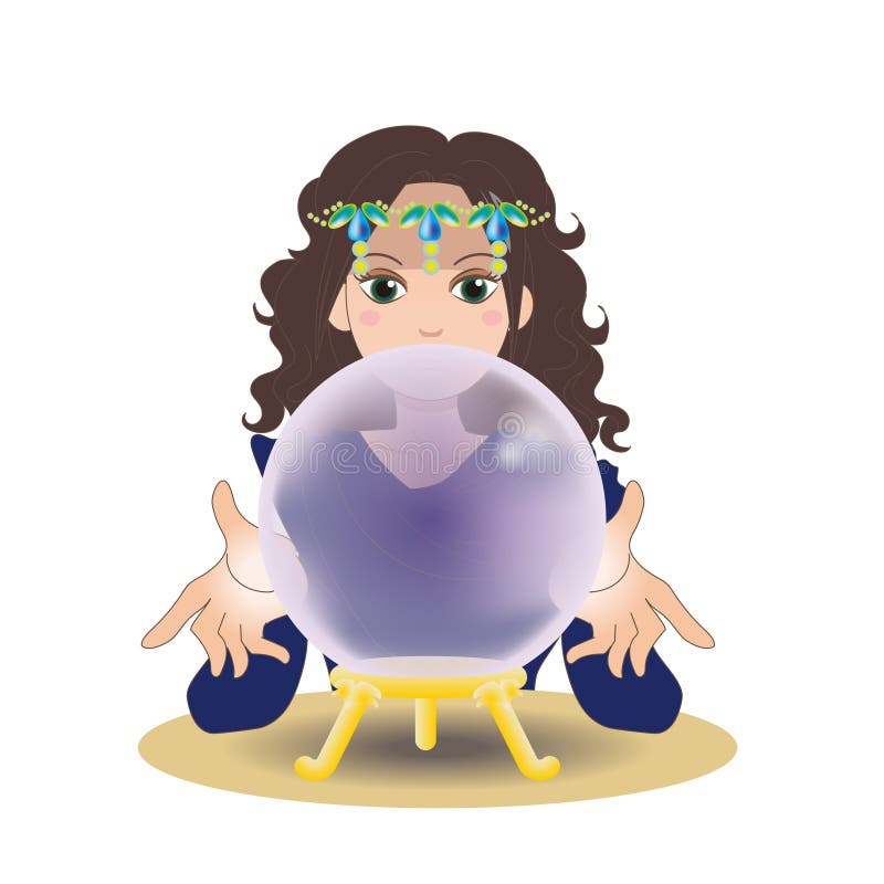 Crystal Ball and Fortune Teller Wearing a Cape Stock Vector ...