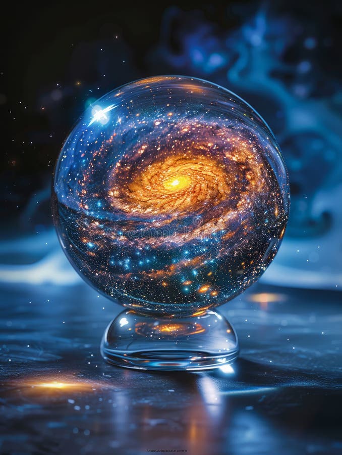 Crystal Ball Galaxy Inside Glowing Cosmic Energy Stock Photos - Free ...