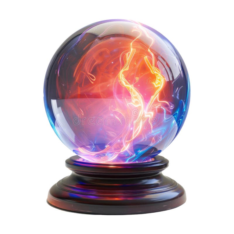 Crystal Ball with Glowing Energy and Flames Stock Photo - Illustration ...