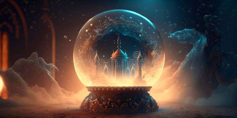 Crystal Ball with Glowing Mist and Mysterious Symbols Generative AI ...