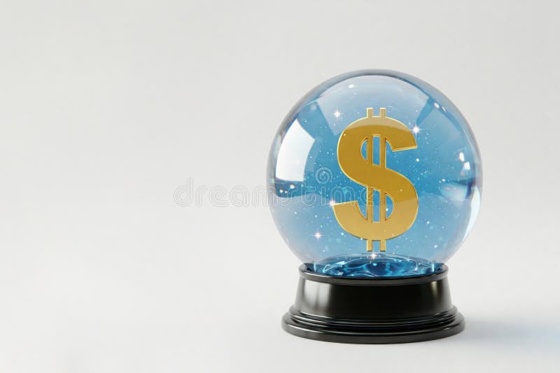 Crystal Ball with a Gold Dollar Inside. Space for Text. Stock Image ...