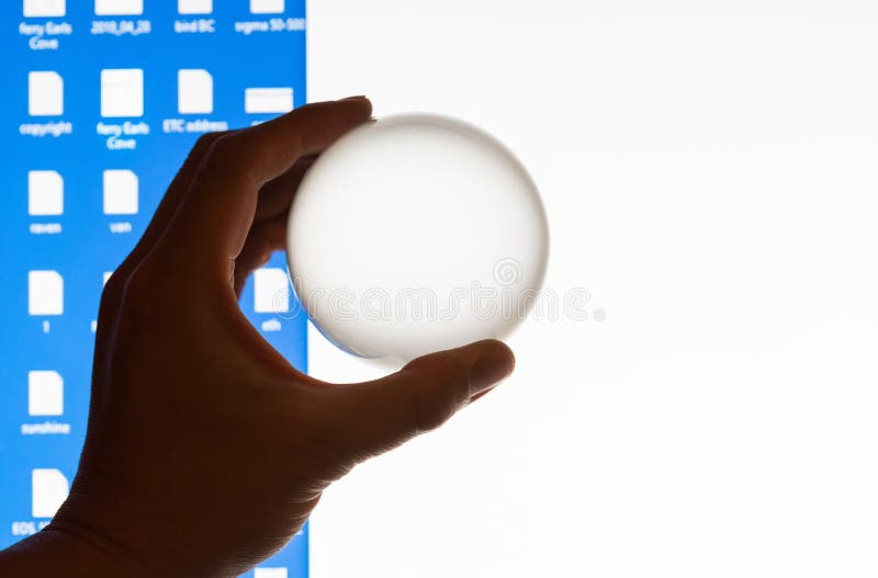 Crystal Ball Magnify Computer Screen Stock Photo - Image of information ...