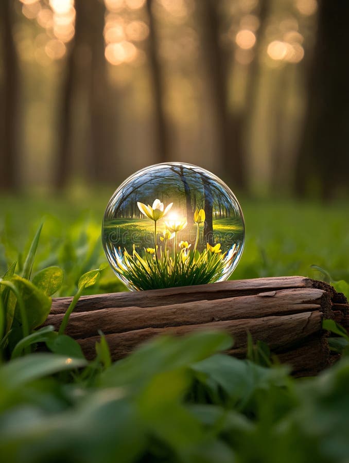 Crystal Ball in Nature Landscape. Stock Illustration - Illustration of ...