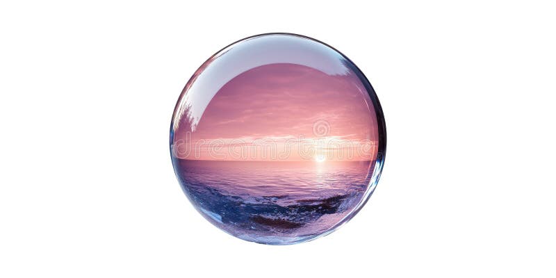Crystal Ball with Ocean Sunset Reflection. Symbolizes Tranquility and ...