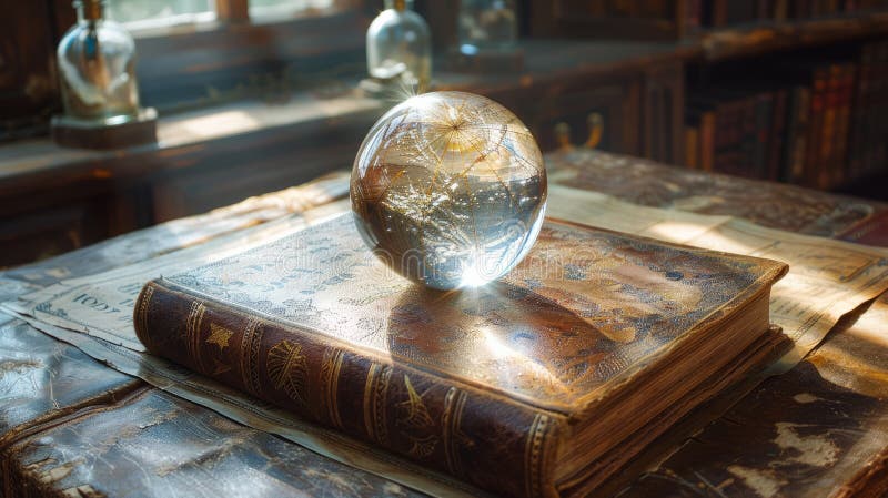 Crystal Ball on Old Book with Map Stock Photo - Image of vintage ...
