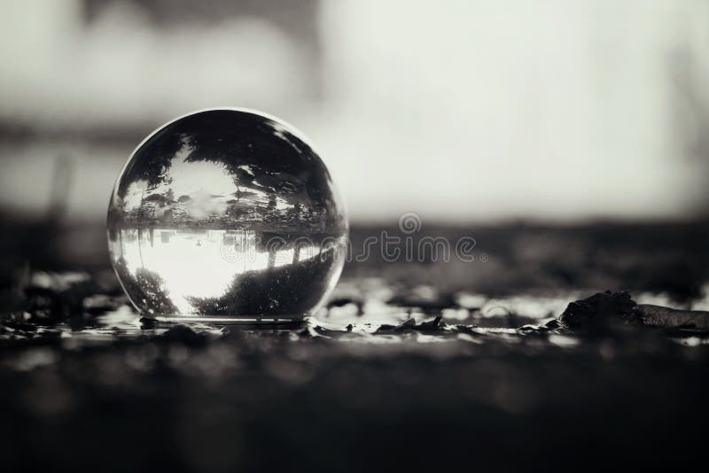 Crystal Ball in Pool of Water in Park Stock Photo - Image of water ...