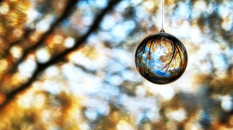 Crystal Ball Reflecting Autumn Trees and Blue Sky Stock Illustration ...