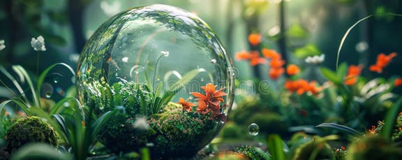 Crystal Ball Reflecting the Forest Environment Stock Image - Image of ...