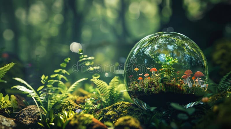Crystal Ball Reflecting the Forest Environment Stock Image - Image of ...