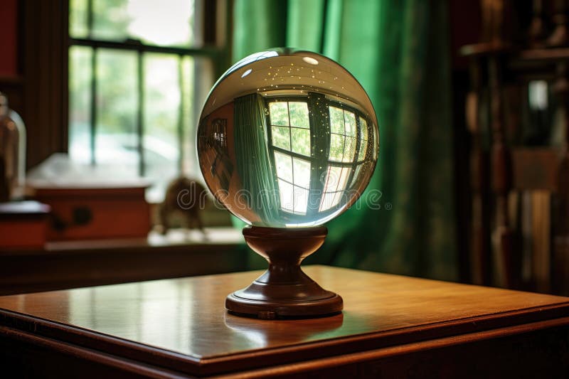 A Crystal Ball Reflecting a Simple, Clean Room Stock Photo - Image of ...