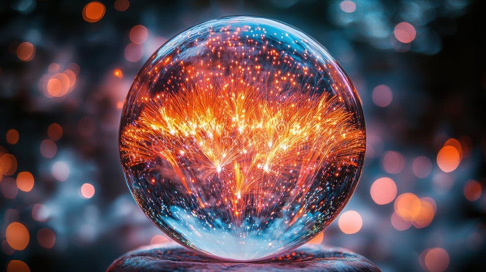 Crystal Ball Reflecting Vibrant Fireworks Creates Mesmerizing Visual ...