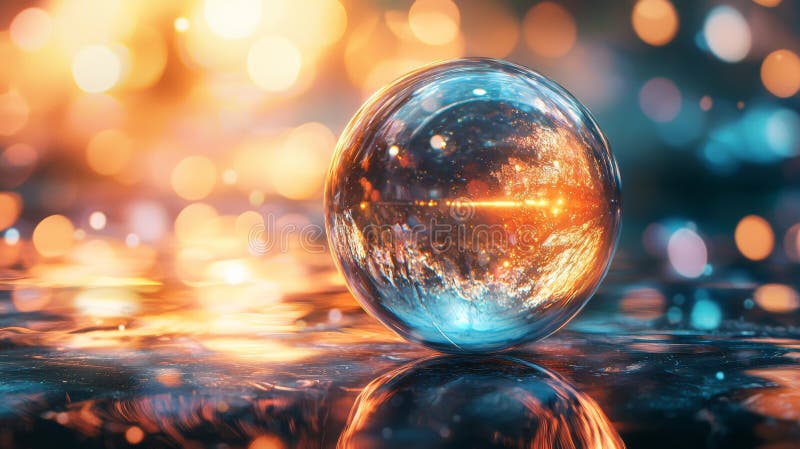 Crystal Ball Reflecting Vibrant Light and Abstract Background Stock ...