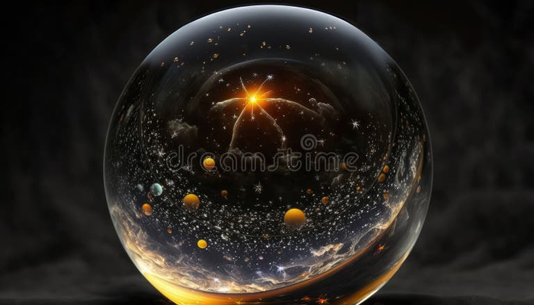 Crystal Ball with Space Inside.Environment, Keep Clean Planet and World ...
