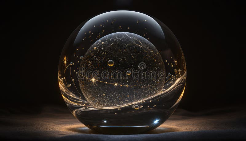 Crystal Ball with Space Inside.Environment, Keep Clean Planet and World ...