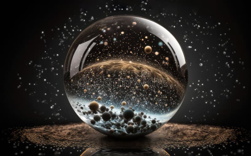 Crystal Ball with Space Inside.Environment, Keep Clean Planet and World ...
