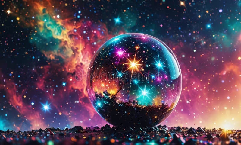 Crystal Ball with Star in the Middle Stock Illustration - Illustration ...