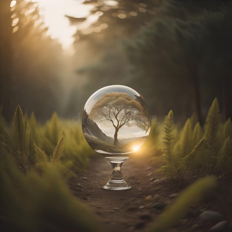 Crystal Ball with Tree in the Forest. Generative Ai Stock Illustration ...