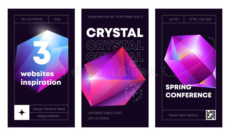 Crystal Banners Templates stock vector. Illustration of facet - 330890011