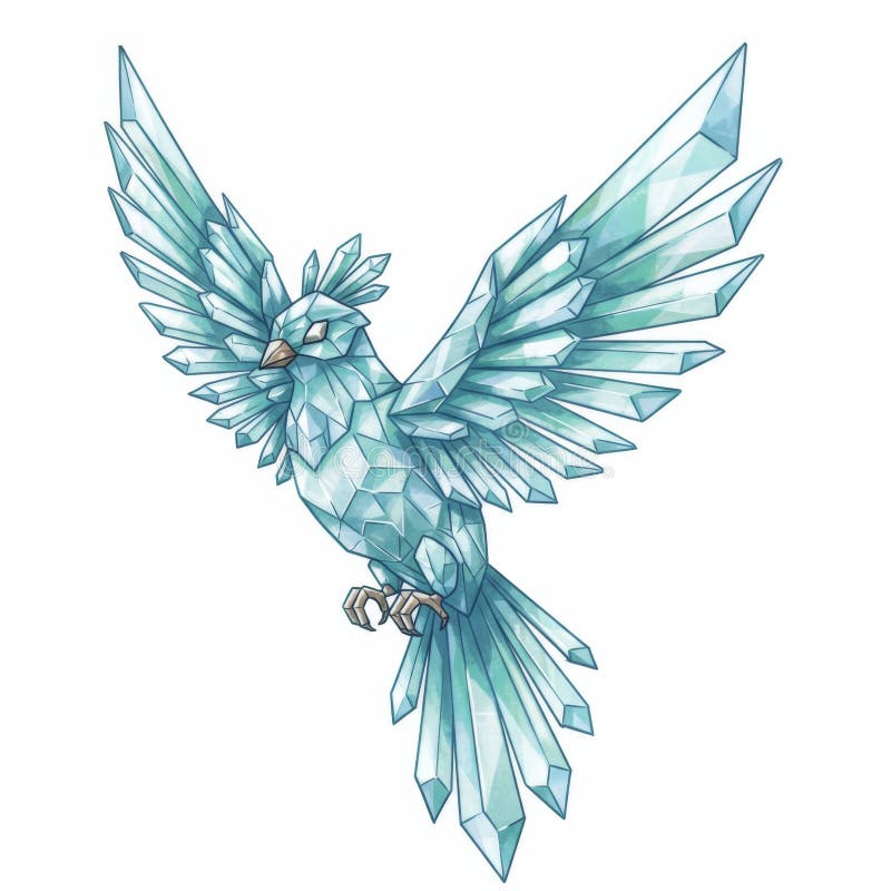 Crystal Bird in Flight: a Light Blue, Geometric Fantasy Illustration ...