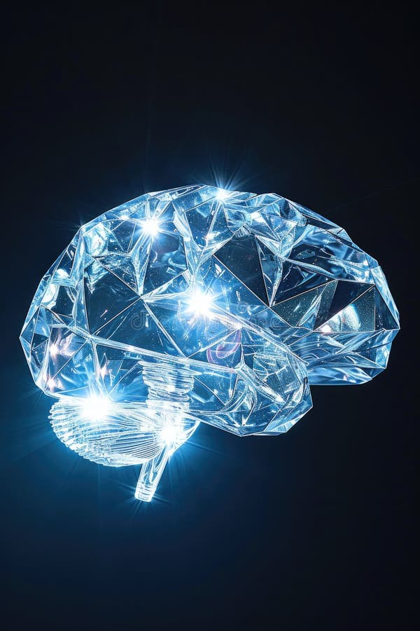 Crystal Brain Concept on Dark Background Stock Illustration ...