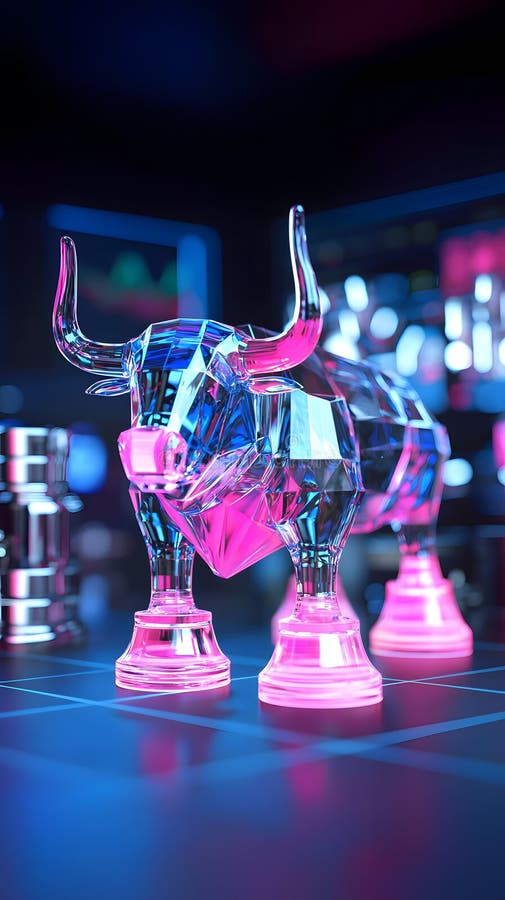 Crystal Bull Figurine on a Trading Desk Stock Illustration ...