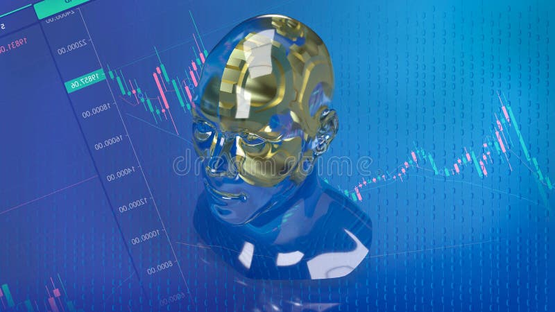 The Crystal Bust and Gold Gear for Rider or Creative Business Concept ...