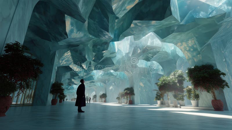 Crystal Canopy Atrium GenerativeAI Stock Photo - Image of concept ...