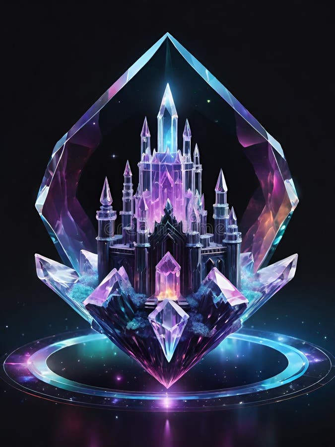 Crystal Castle in Neon Light Stock Illustration - Illustration of ...