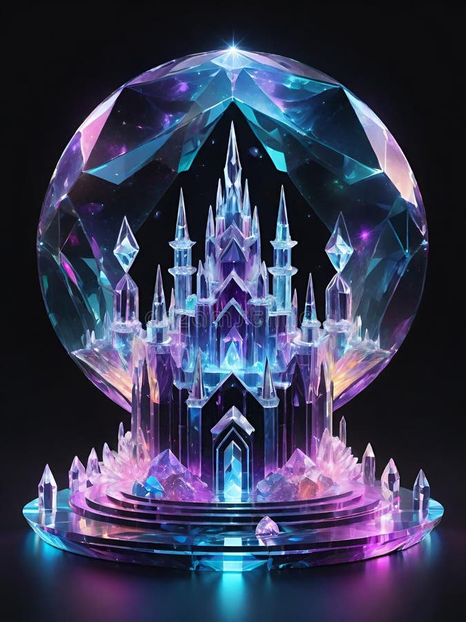 Crystal Castle in Neon Light Stock Illustration - Illustration of ...