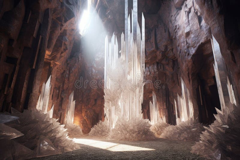 Crystal Cave Chamber with Natural Skylight Stock Photo - Image of cave ...