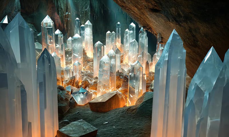 Crystal Cave with Glowing Blue Light and Fog Stock Footage - Video of ...