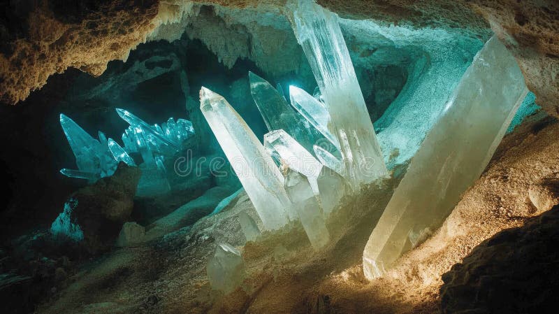 Crystal Cave Displays Sparkling Gemstone Formations Stock Illustration ...