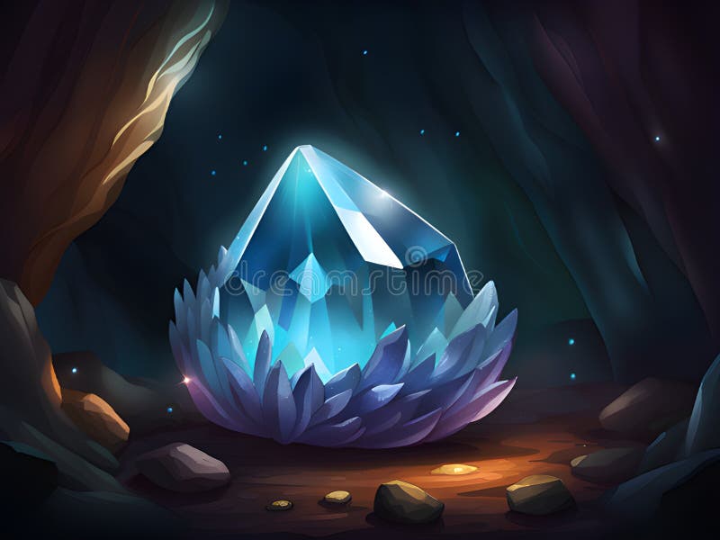 Crystal Cave with Crystal Stones Stock Illustration - Illustration of ...