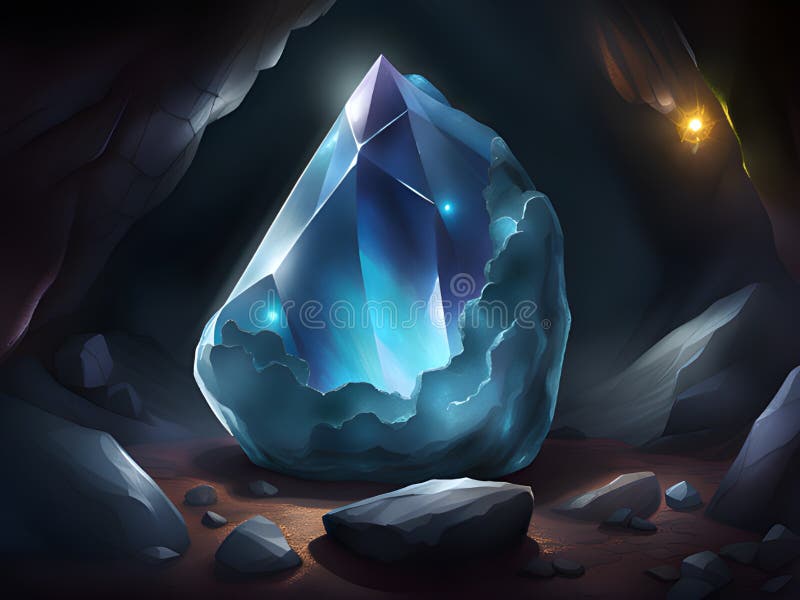 Crystal Cave with Crystal Stones Stock Illustration - Illustration of ...