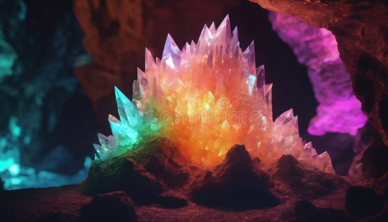 Crystal in a cave stock illustration. Illustration of concept - 295039261