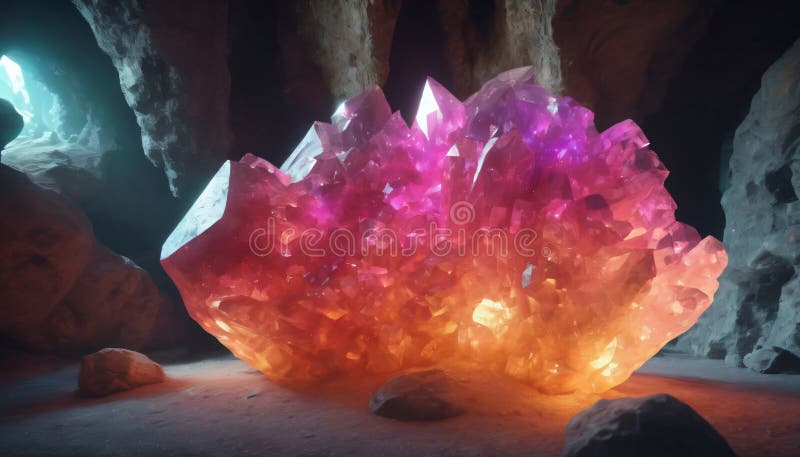 Crystal in a cave stock illustration. Illustration of generative ...