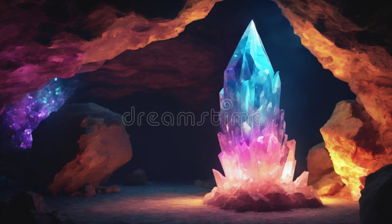Crystal in a cave stock illustration. Illustration of quartz - 295040112
